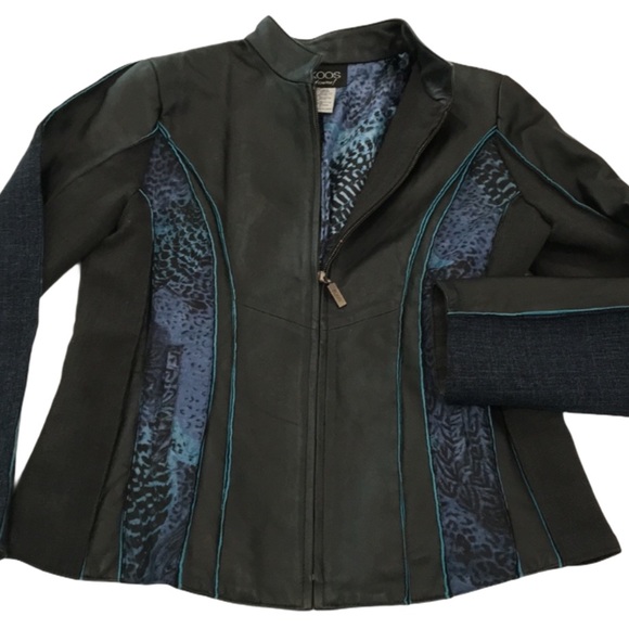 Koos | Jackets & Coats | Koos Mixed Media Leather Zip Up Jacket | Poshmark